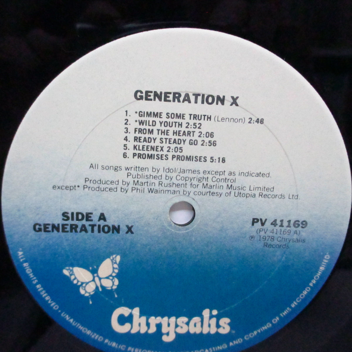 GENERATION X (ジェネレーション X) - S.T. [1st] (US 80's 再発「白/青」ラベLP+バーコード無ジャケ/